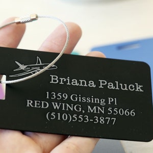 Large Metal Luggage Tag, Personalized Engraved Aluminum Tag Travel Gift ...