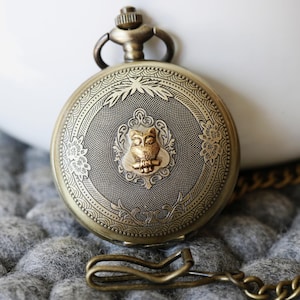 Brass Owl Pocket Watch, Quartz Pocket Watch, Steampunk Pocket Watch ...