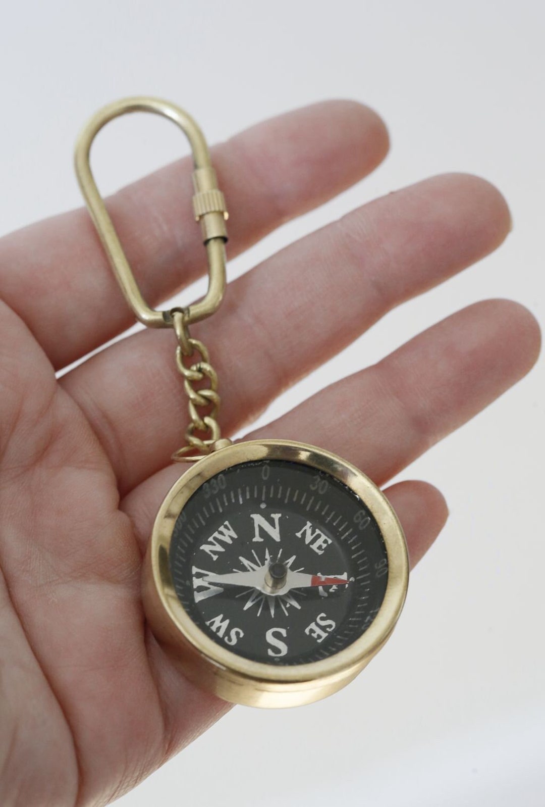 Personalized Brass Compass Keychain,personalized Keychain,custom ...