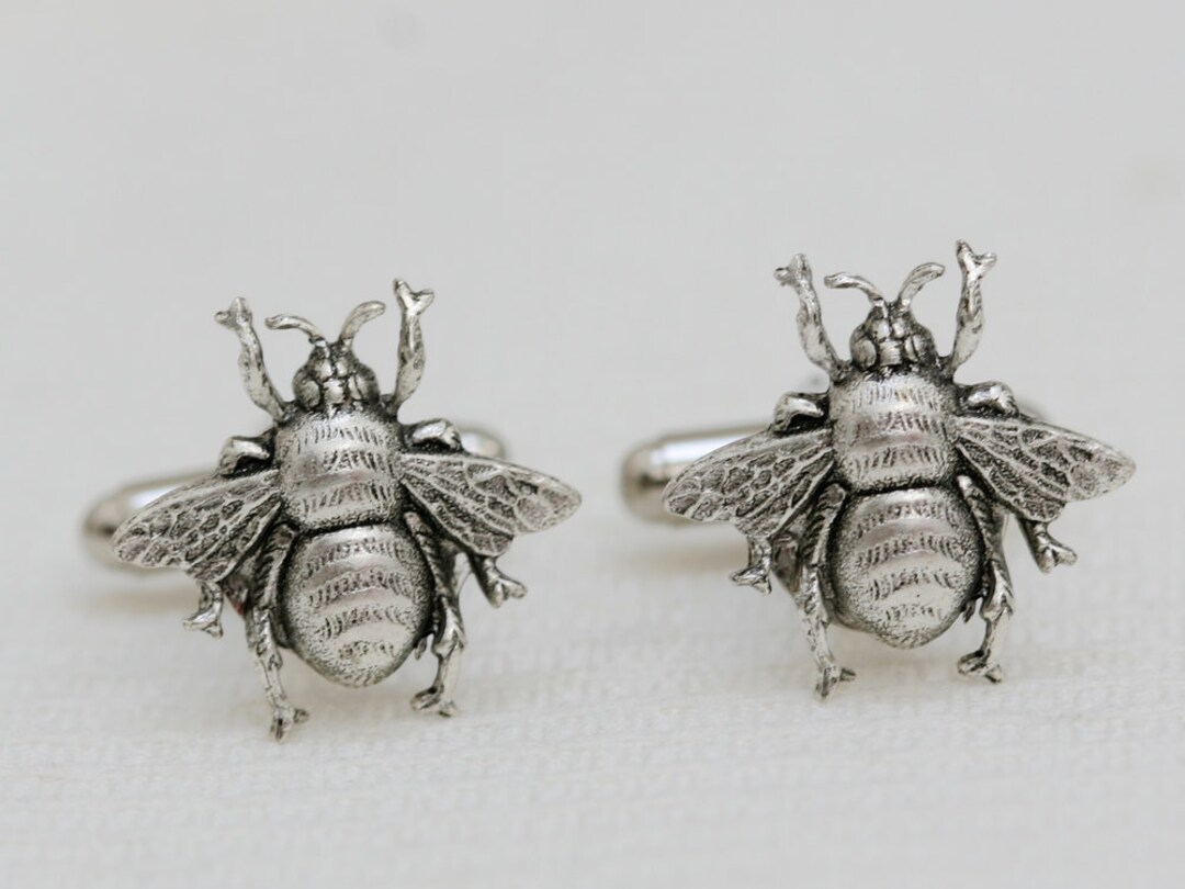 Bee Cufflinks Silver Plated Bees Vintage Inspired Style Gothic - Etsy