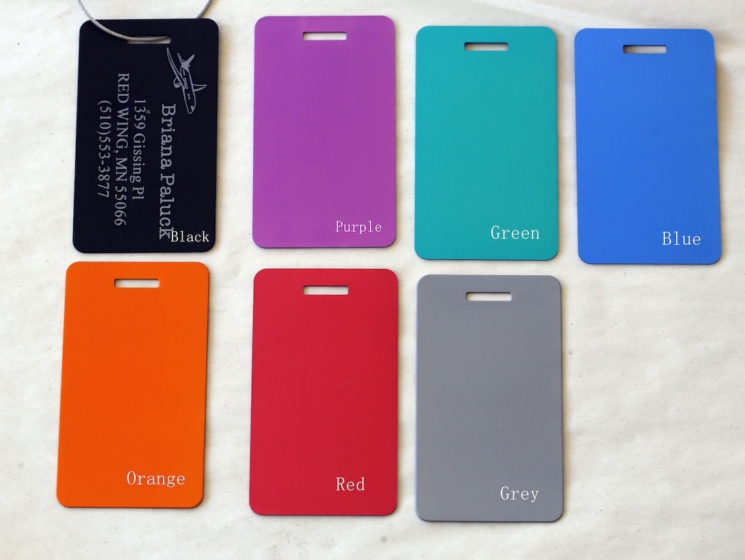 Large Metal Luggage Tag, Personalized Engraved Aluminum Tag Travel Gift ...