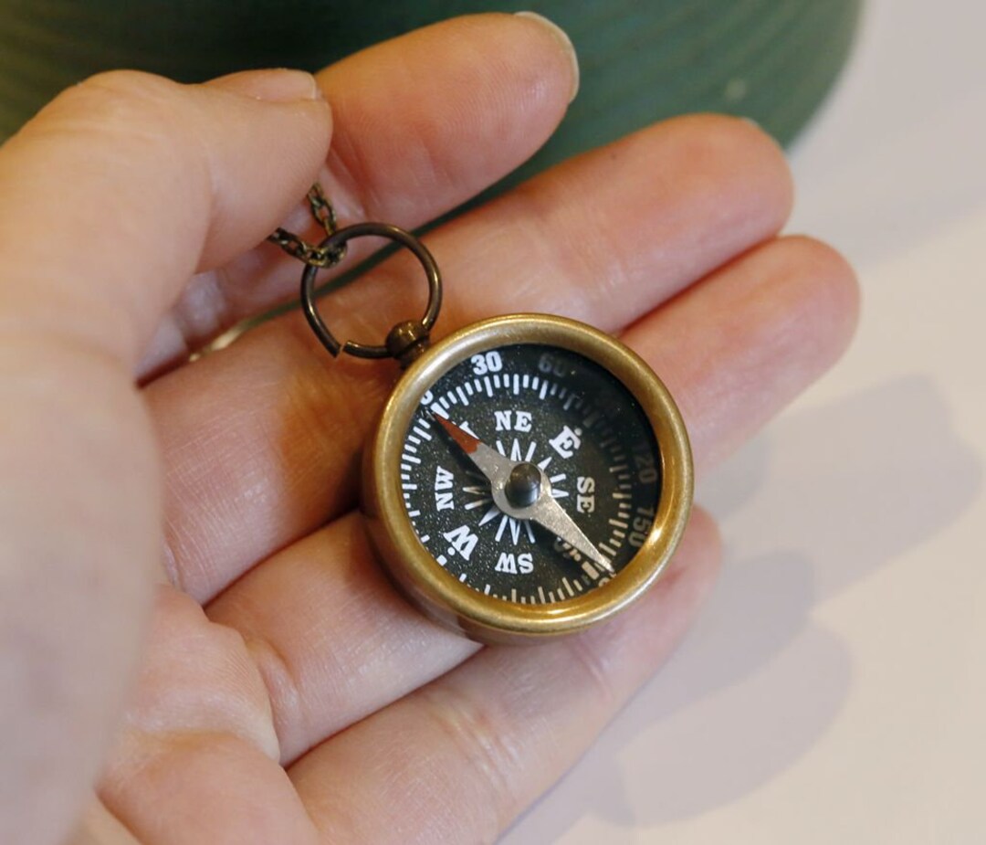 Personalized Compass Necklace , Engraved Compass Pendant, Working ...