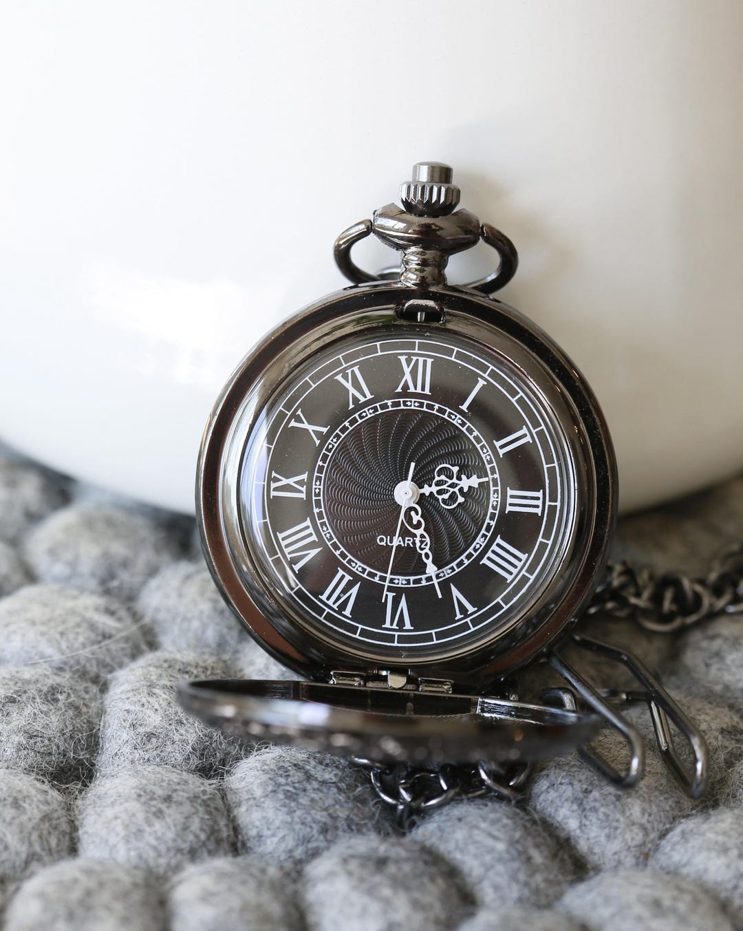 Personalized Mens Pocket Watch,black Quartz Pocket Watch,steampunk ...
