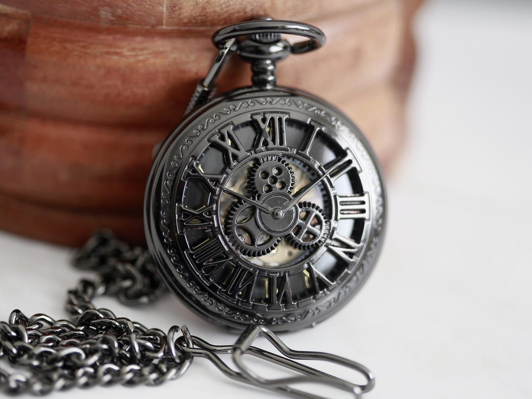 Personalized Pocket Watch, Black Pocket Watch, Mechanical Pocket Watch ...