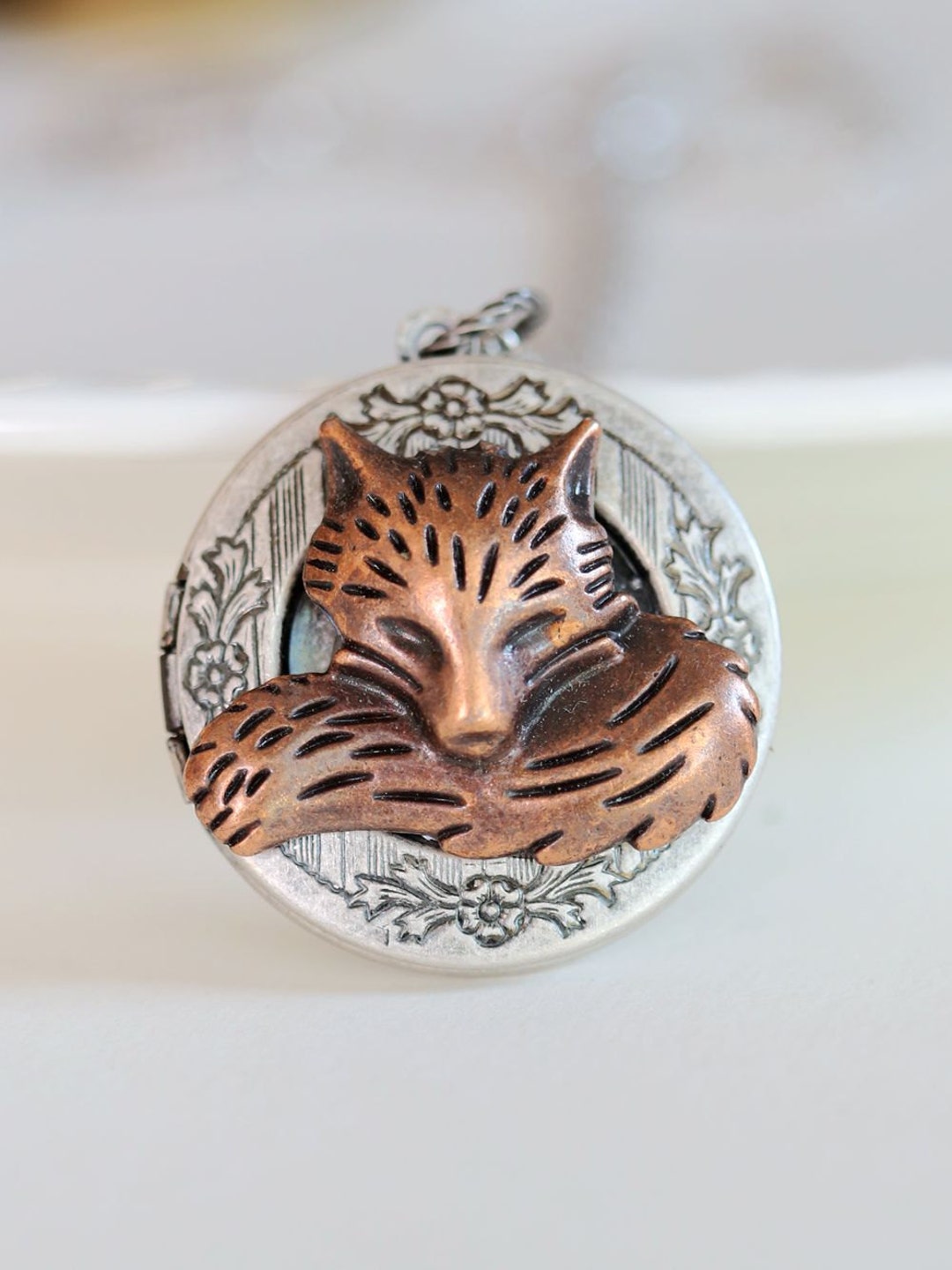 Locket,copper Red Fox Locket,antique Locket,silver Locket,woodland,fox ...