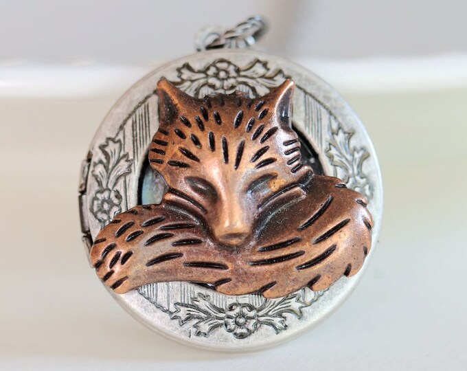 Locket,copper Red Fox Locket,antique Locket,silver Locket,woodland,fox ...