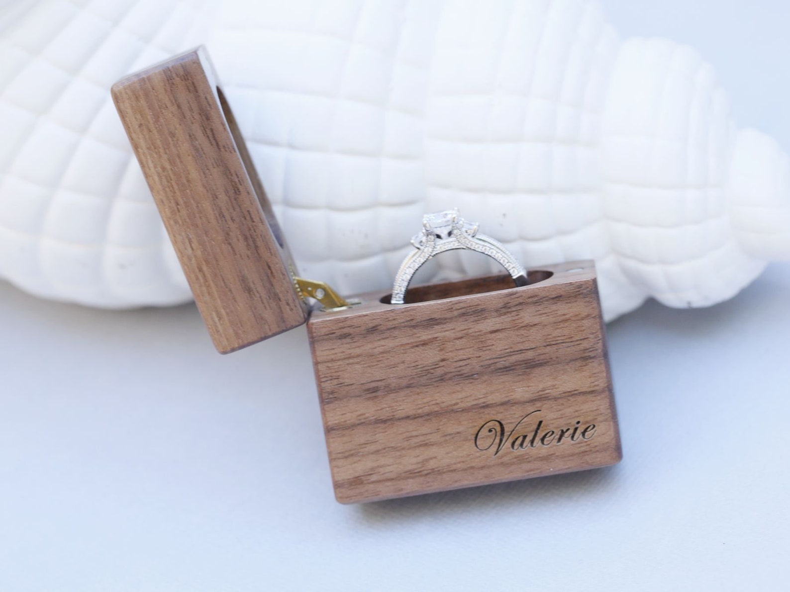 Ring Box,wood Ring Box,walnut Ring Box, Thin Engagement Ring Box ...