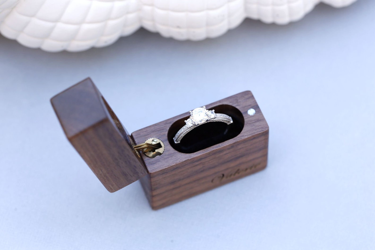 Ring Box,wood Ring Box,walnut Ring Box, Thin Engagement Ring Box ...