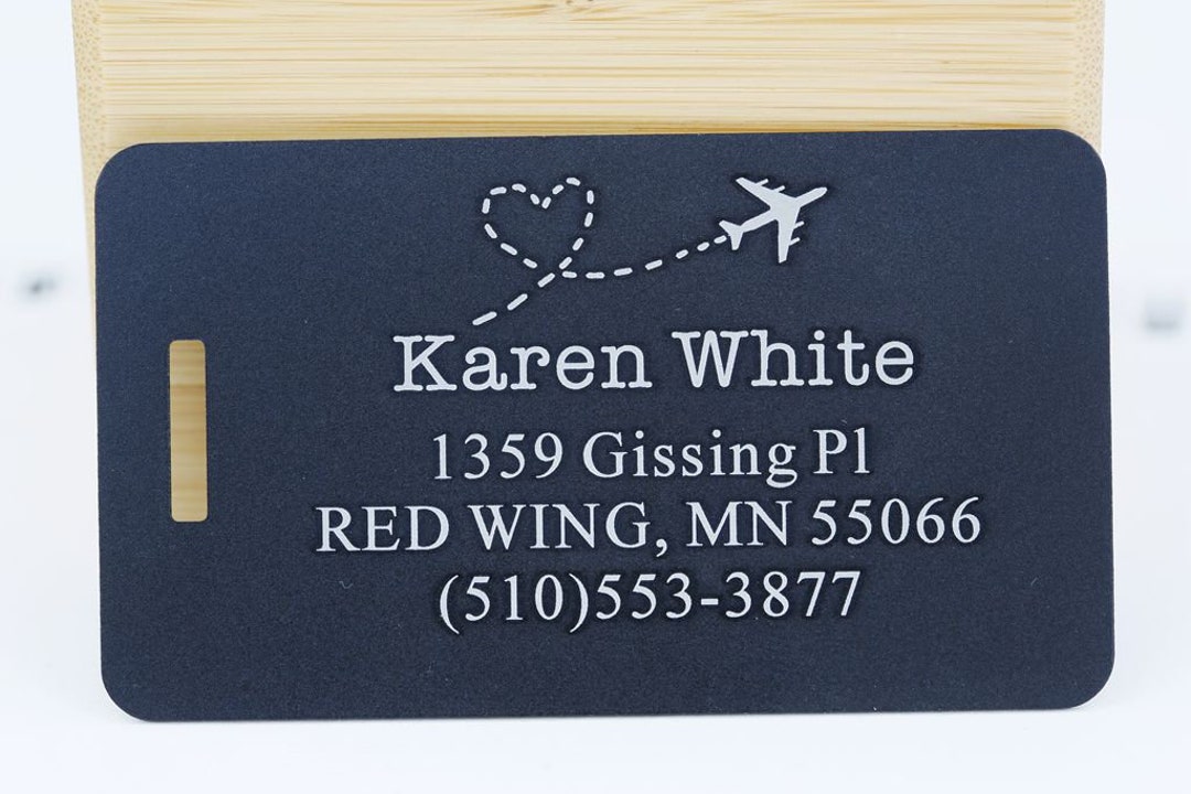 Large Metal Luggage Tag, Personalized Engraved Aluminum Tag Travel Gift ...