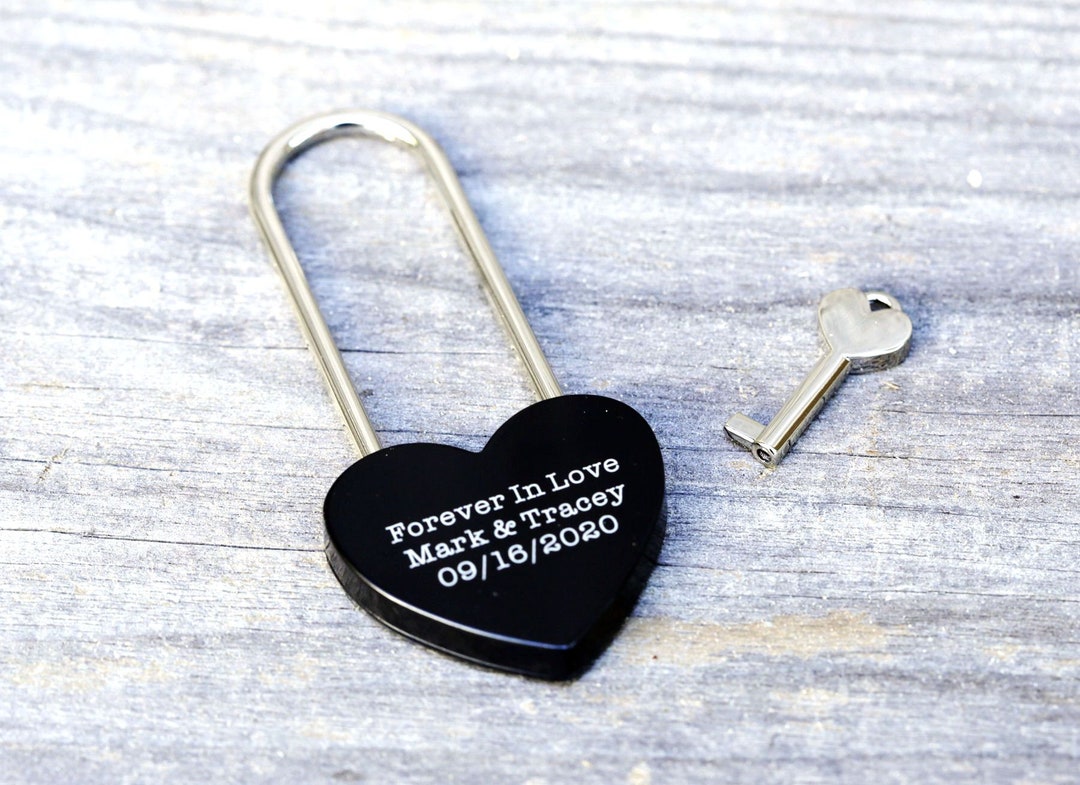 Love Lock, Heart Lock, Custom Lock, Black Heart Love Padlock With Key ...
