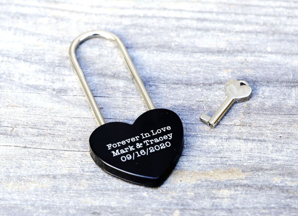 Love Lock, Heart Lock, Custom Lock, Black Heart Love Padlock With Key ...