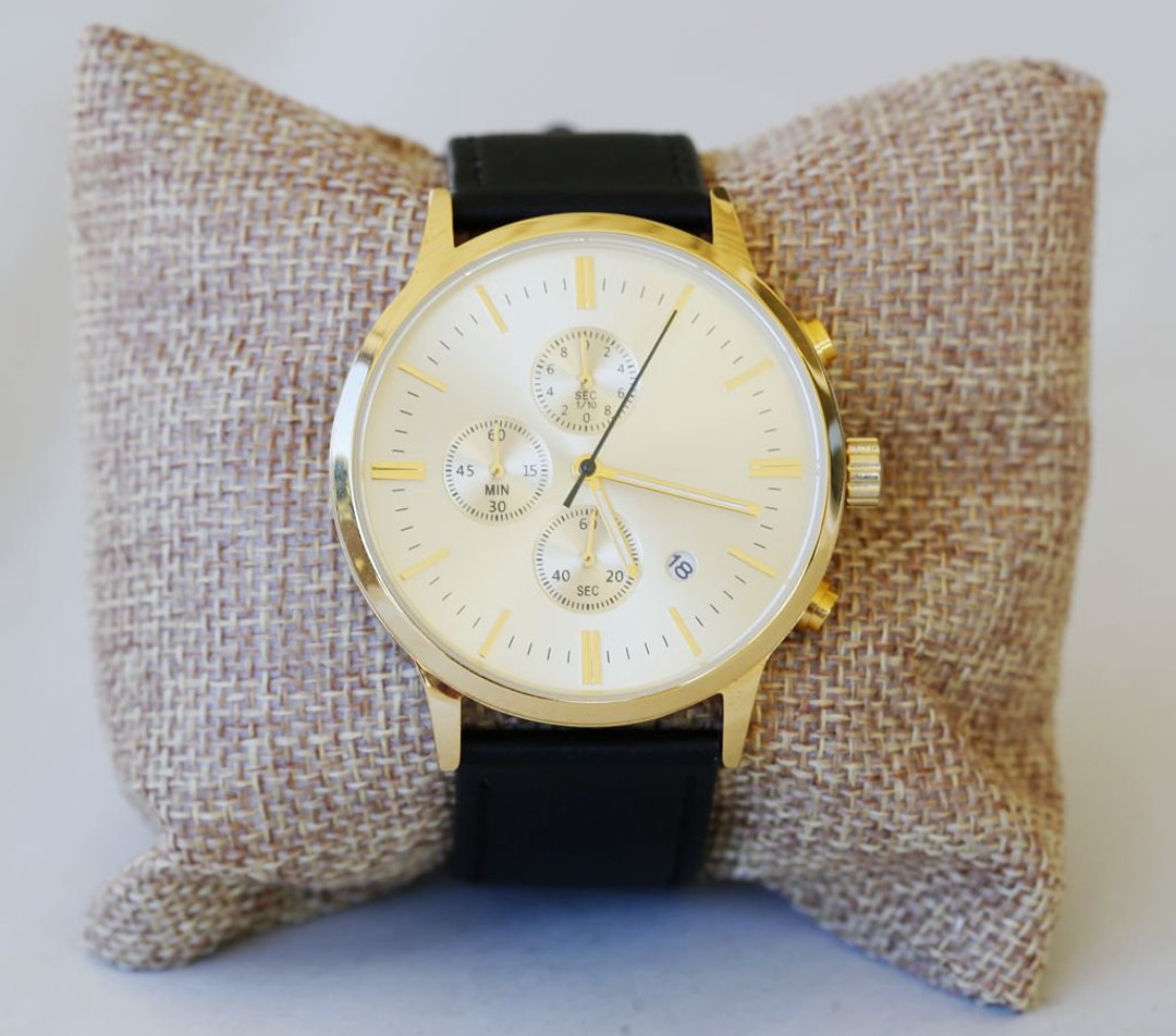 Custom Engraved Personalized Mens Gold Wrist Watch, Groomsmen Gifts ...