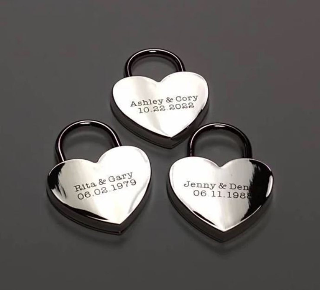 Engraved Heart Love Lock With Key,love Lock, Heart Lock,silver Heart ...
