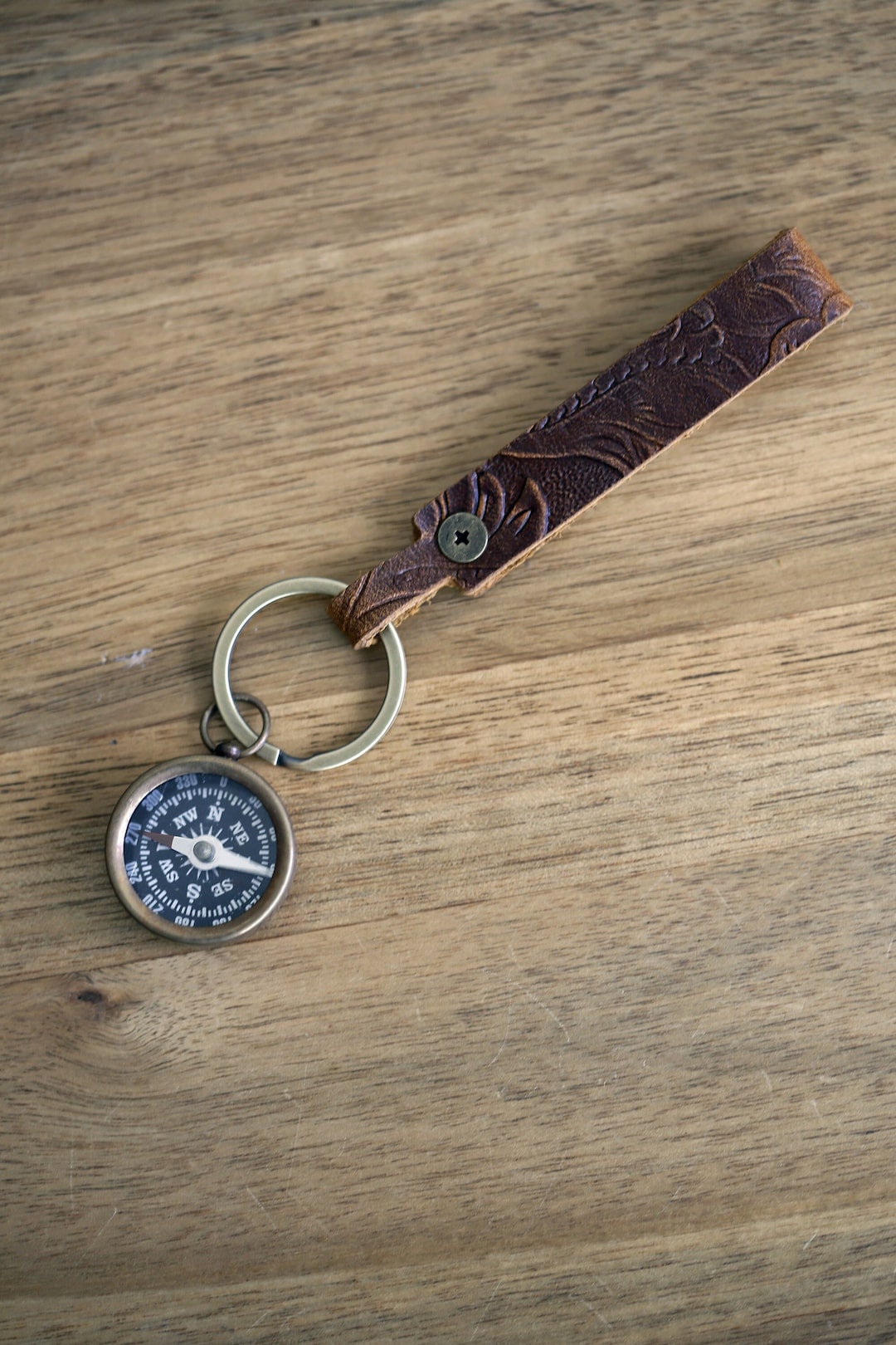 Personalized Leather Compass Keychain Personalized Keychain,custom ...