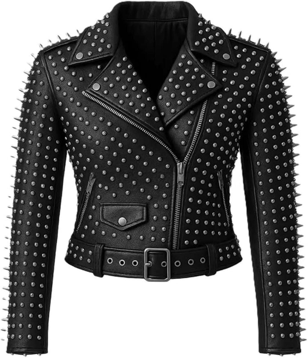 Handmade Spiked Studded Leather Biker Jacket: Punk Rock Gothic Fashion ...