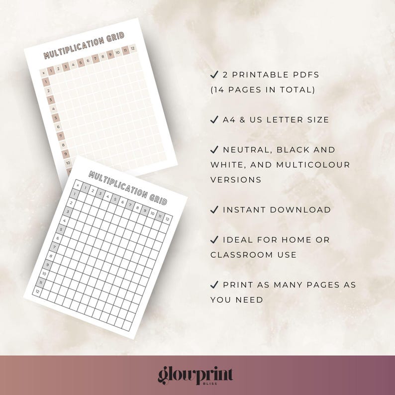 Printable Multiplication Grid - Fillable, Times Tables Grid, Single ...