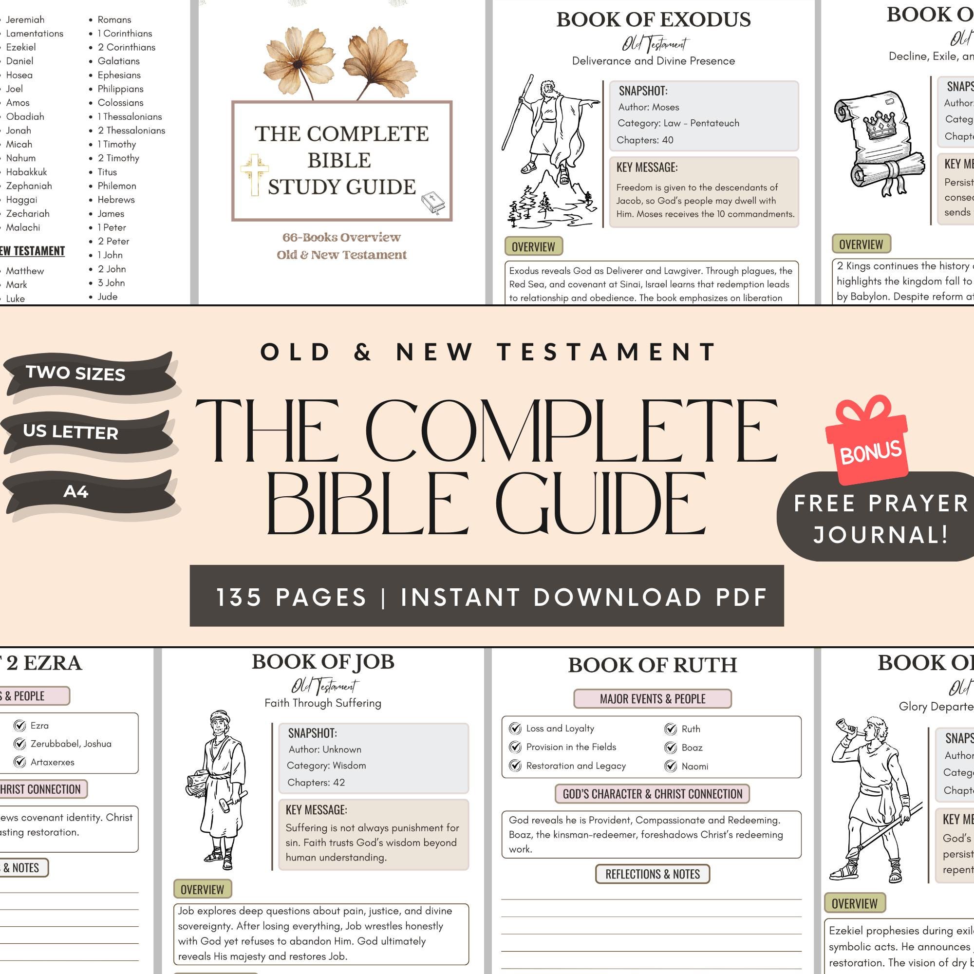 Bible Study Guide Printable | 66 Books of the Bible Summary | Old & New ...