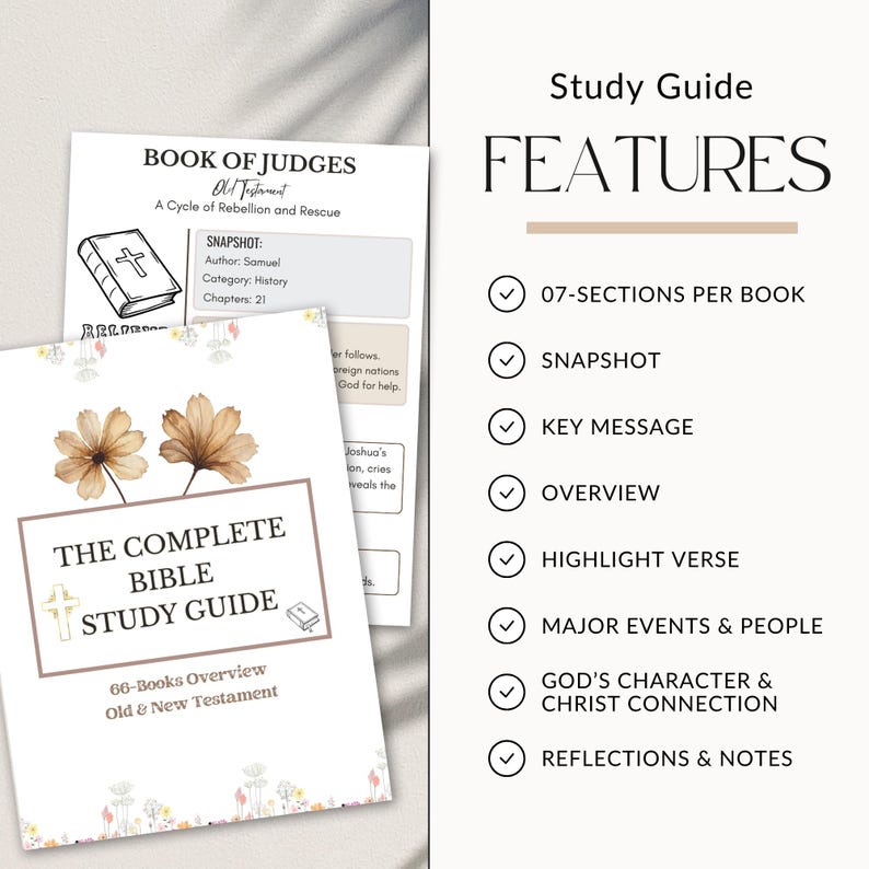 Bible Study Guide Printable | 66 Books of the Bible Summary | Old & New ...