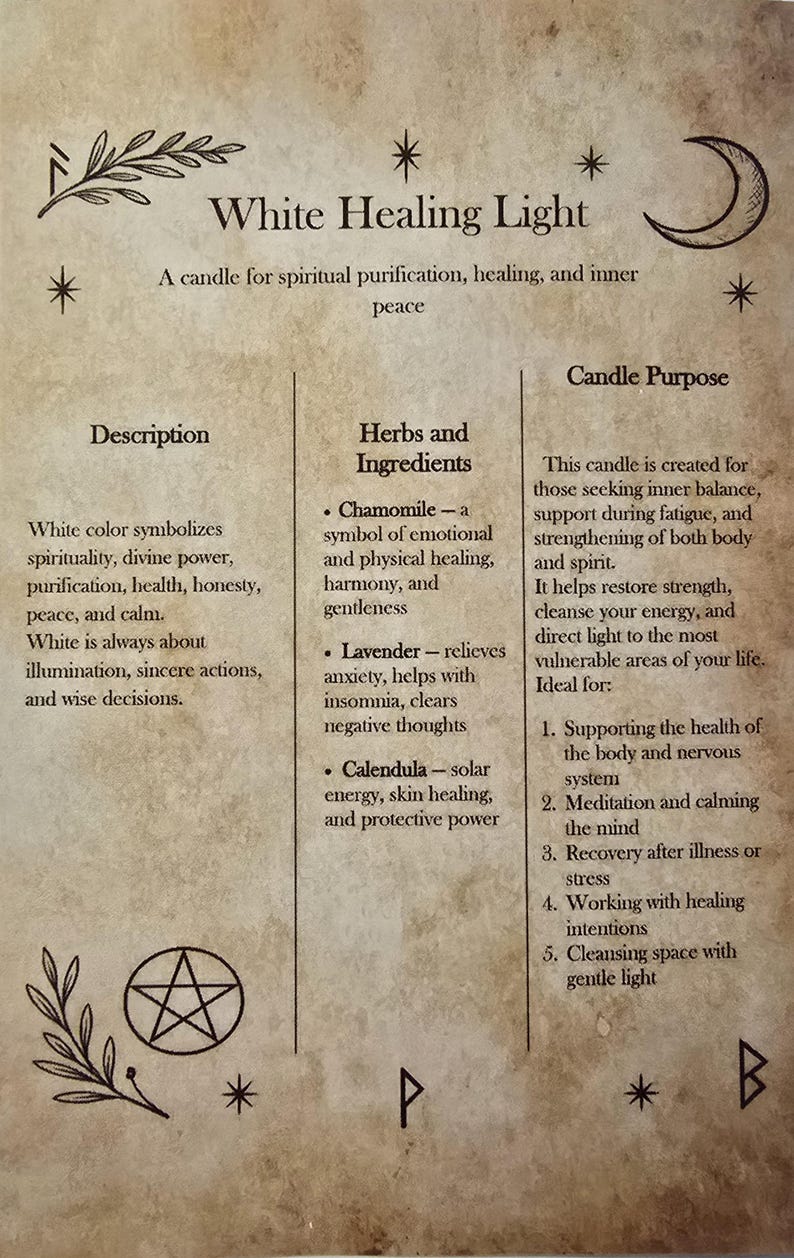 White Healing Light Candle – Herbal Ritual Candle for Spiritual Healing ...