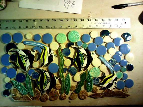 Items similar to Angel Fish Mosaic Tile Insert 18x10 Custom Made on Etsy