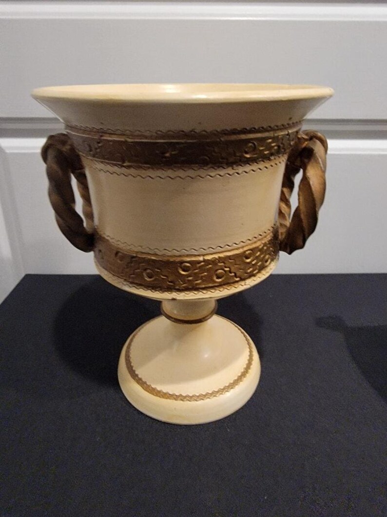 Roman Italian Style Vase Container Pottery Cream Gold Italian #8556 - Etsy