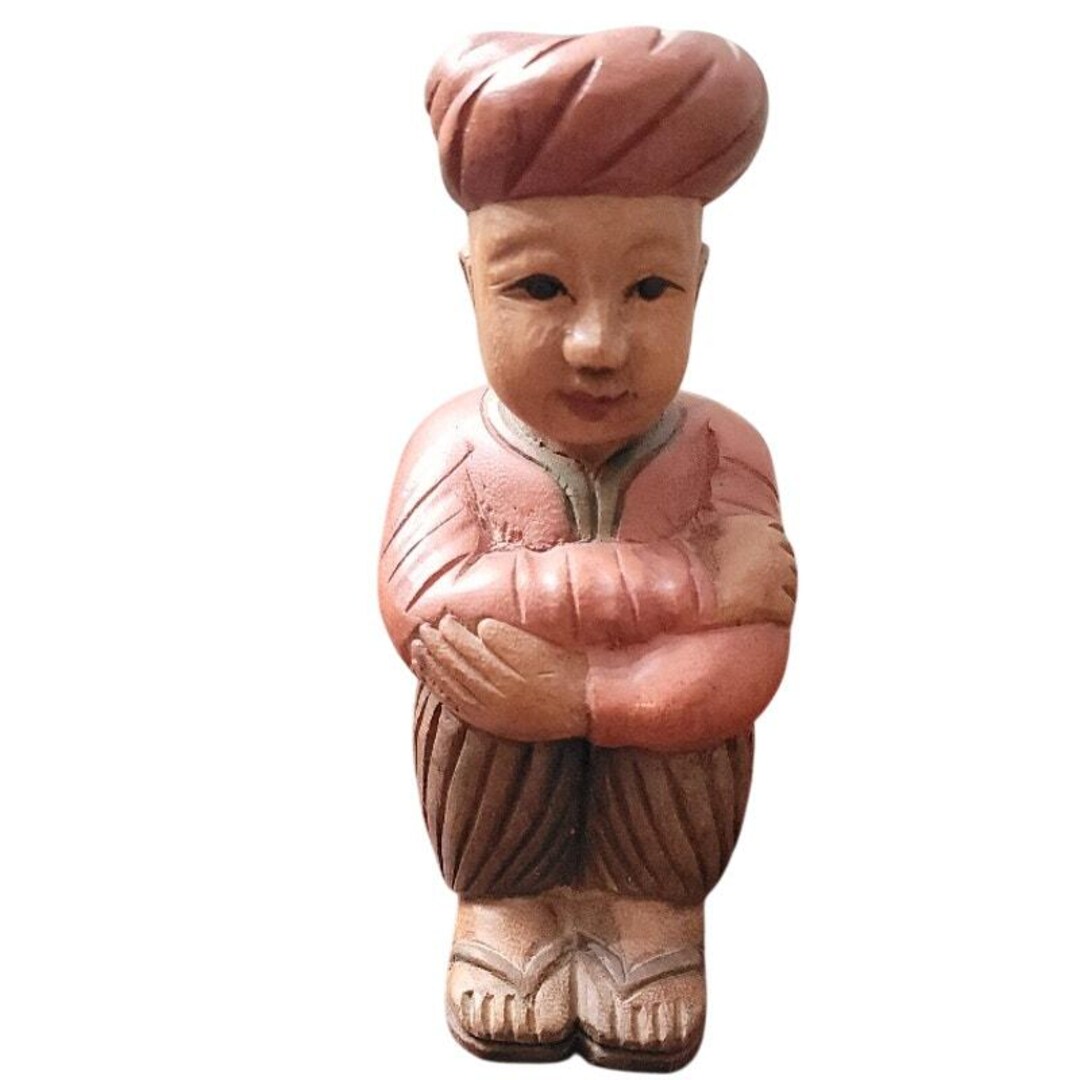Vintage Hand Carved Wood Figure Man Turban Seated Pose Folk Art - Etsy