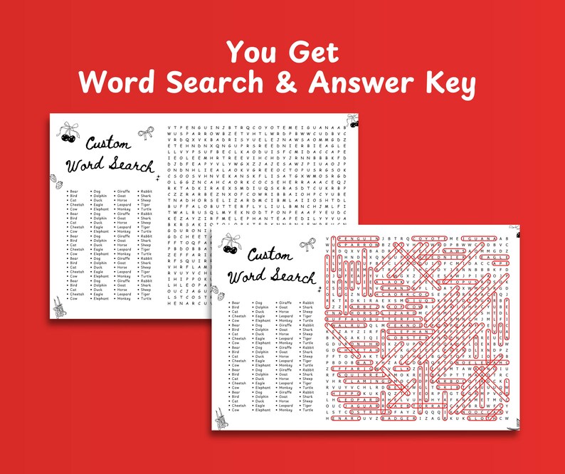 Custom Word Search Game, Personalized Party Activity – Printable ...
