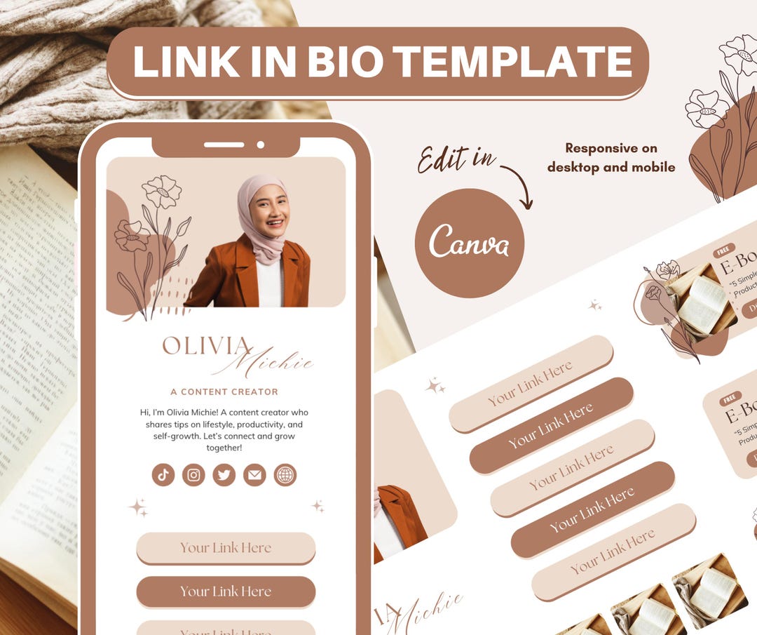 Editable Link in Bio Template: Minimalist Landing Page (canva, Digital ...