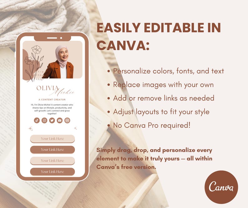 Editable Link in Bio Template - Landing Page - Instagram Bio - Linktree ...