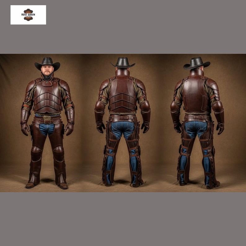 Full Cowboy Protective Leather Armor Outfit - Handmade Cosplay & Stunt ...