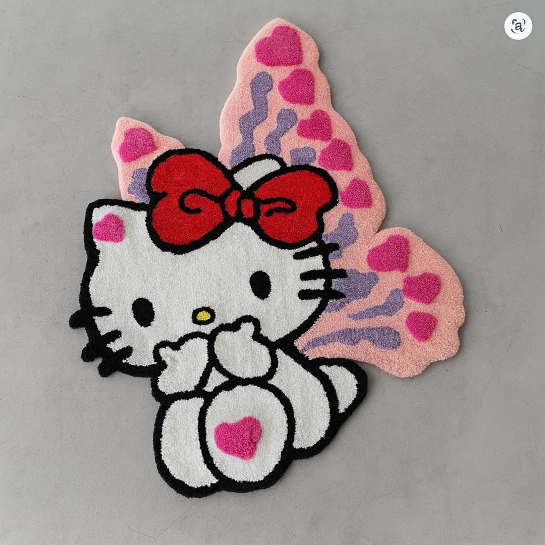 Cute Hello Kitty Butterfly Mat – Soft Kawaii Rug for Floor, Entry, or ...