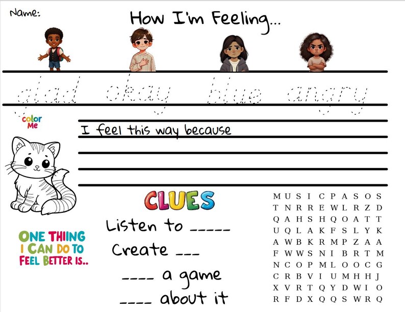 Printable Social Emotional Learning Worksheet for Preschool | Daily ...