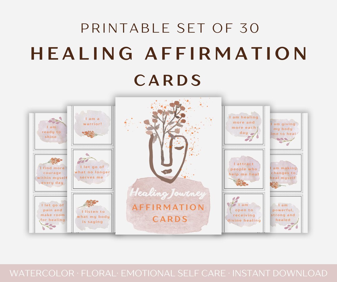 Healing Affirmation Cards Printable, 30 Watercolor Self-love Cards ...