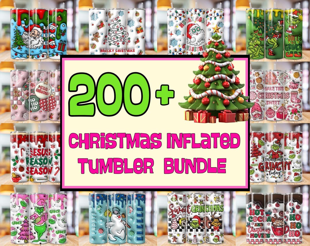 200+ Christmas Inflated Tumbler Wrap Bundle, Xmas Inflated Tumbler, 3D ...