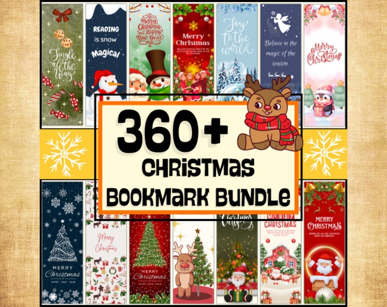 360+ Christmas Bookmark Sublimation Designs, Winter Reading, Christmas ...
