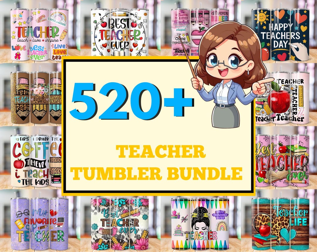 Teacher Tumbler Wrap Bundle: 520+ PNG Designs (digital Download) - Etsy