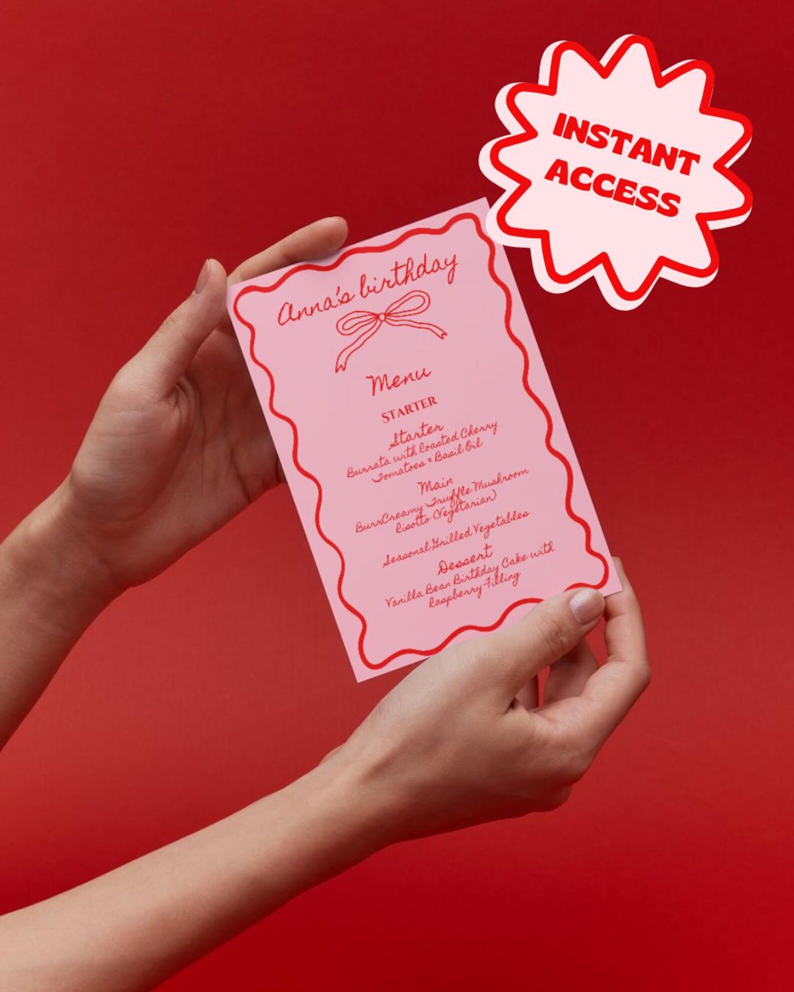 Birthday Menu Card Template | Editable Canva Design | Printable Party ...