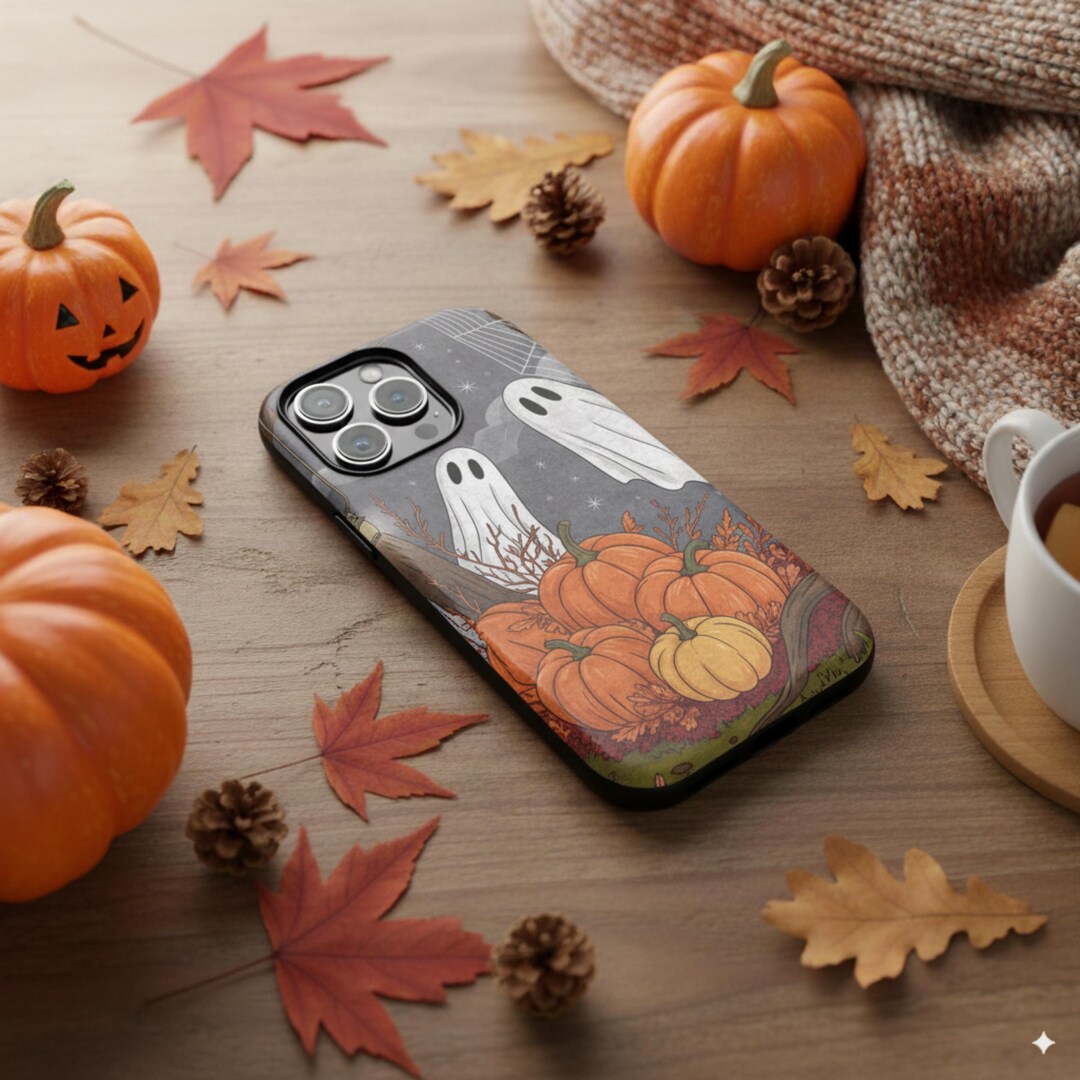 Vintage Halloween Ghost Phone Case: Pumpkin Phone Case Spooky Autumn ...