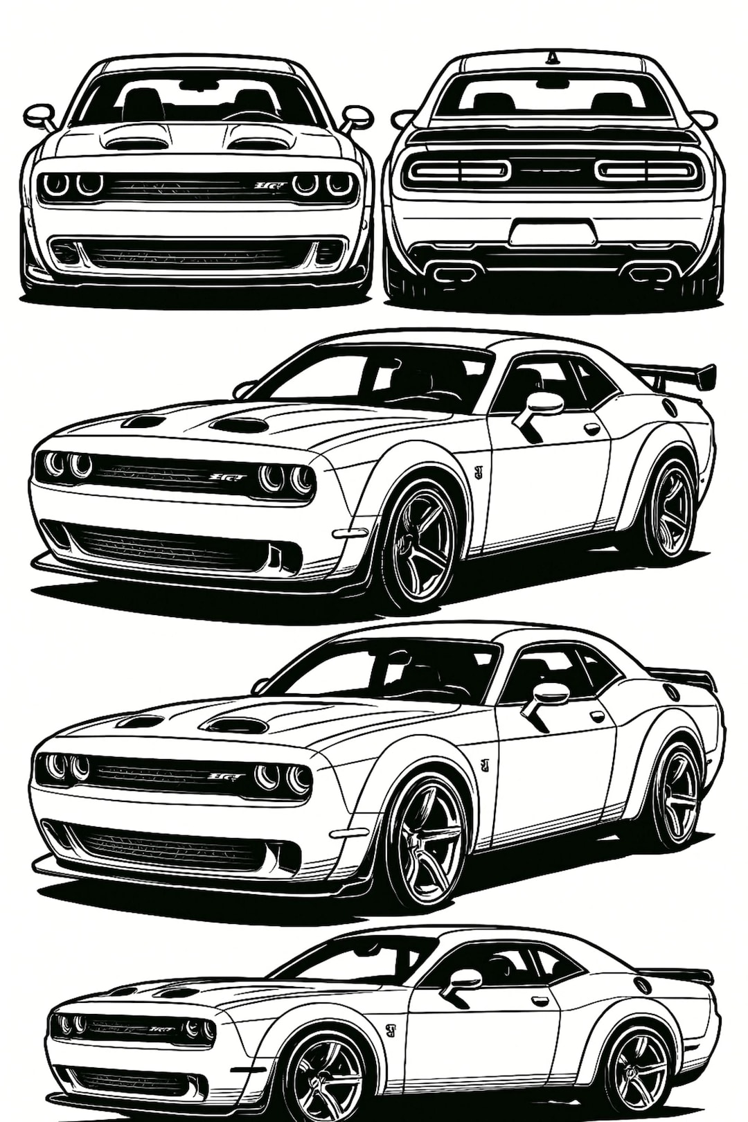 Dodge Challenger Hellcat Vector Clipart — SVG and PDF Digital Download ...
