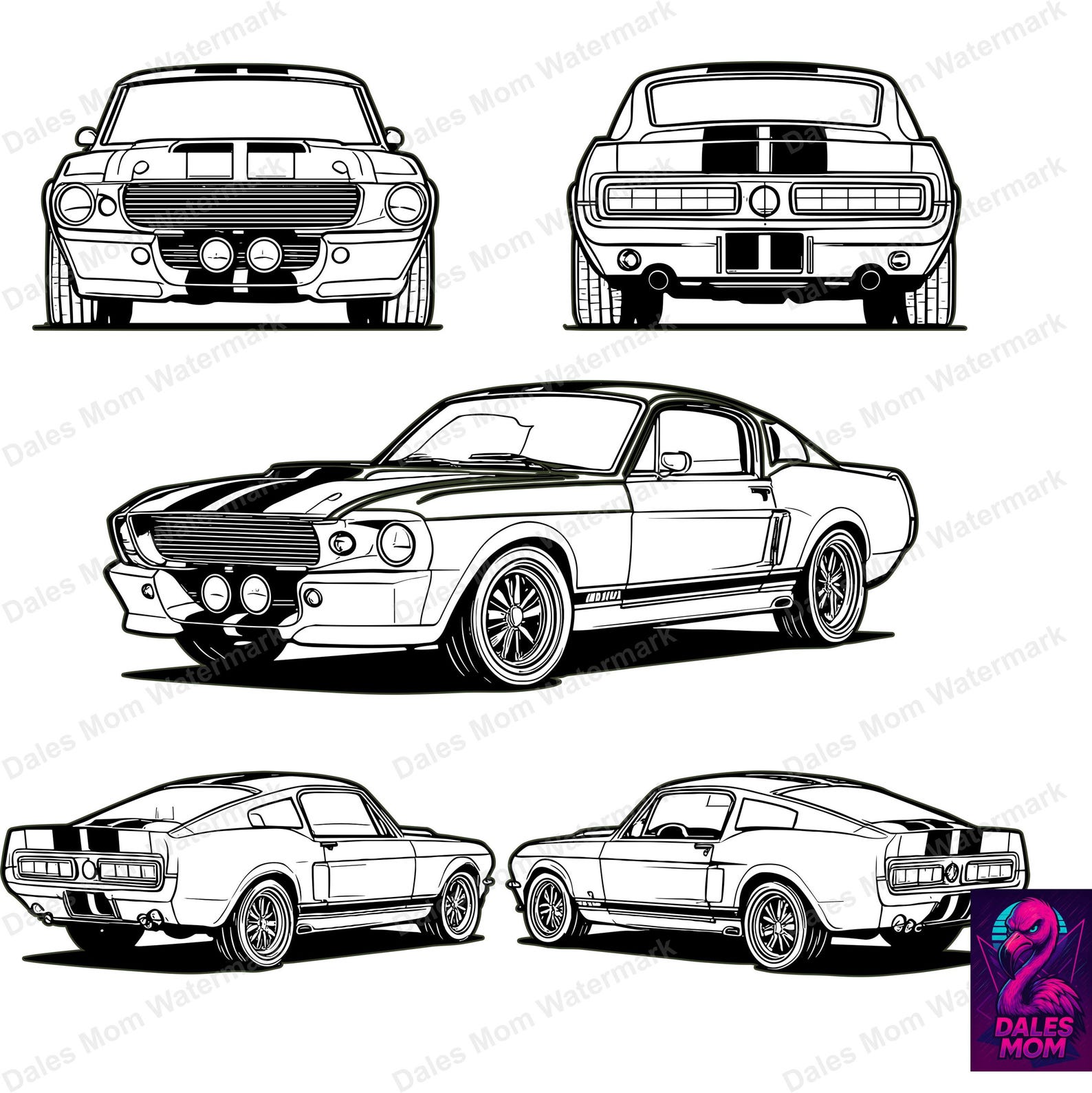 1967 Eleanor Shelby GT500 Mustang Svg, Png and Pdf — Classic Muscle Car ...