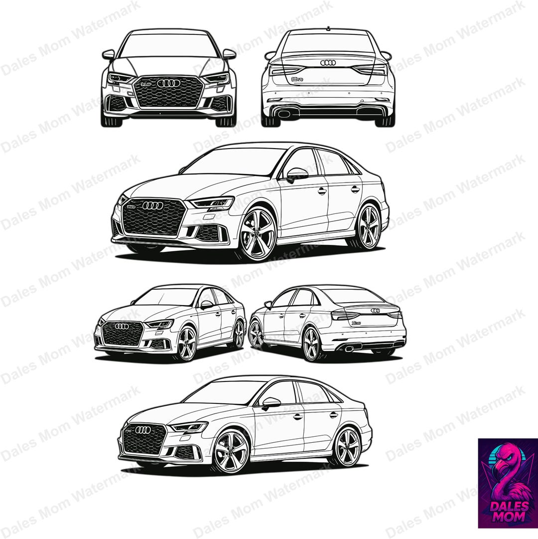Audi RS3 Svg Png Pdf Dxf — Sports Sedan Vector Digital Download for ...