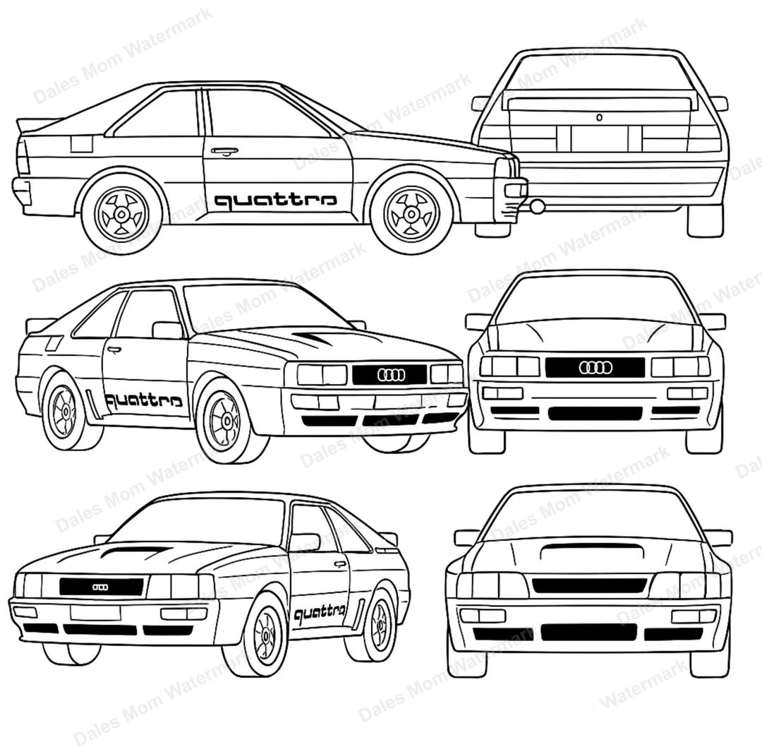 Audi Quattro SVG, PDF, Png Digital Download — 80s Vector Car ...