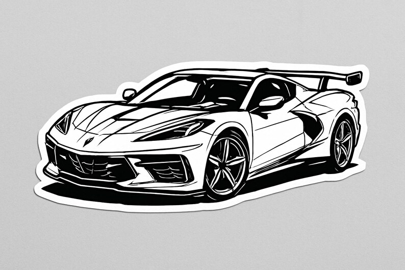 Corvette C8 Vector Clipart — SVG and PDF Digital Download — Sports Car ...