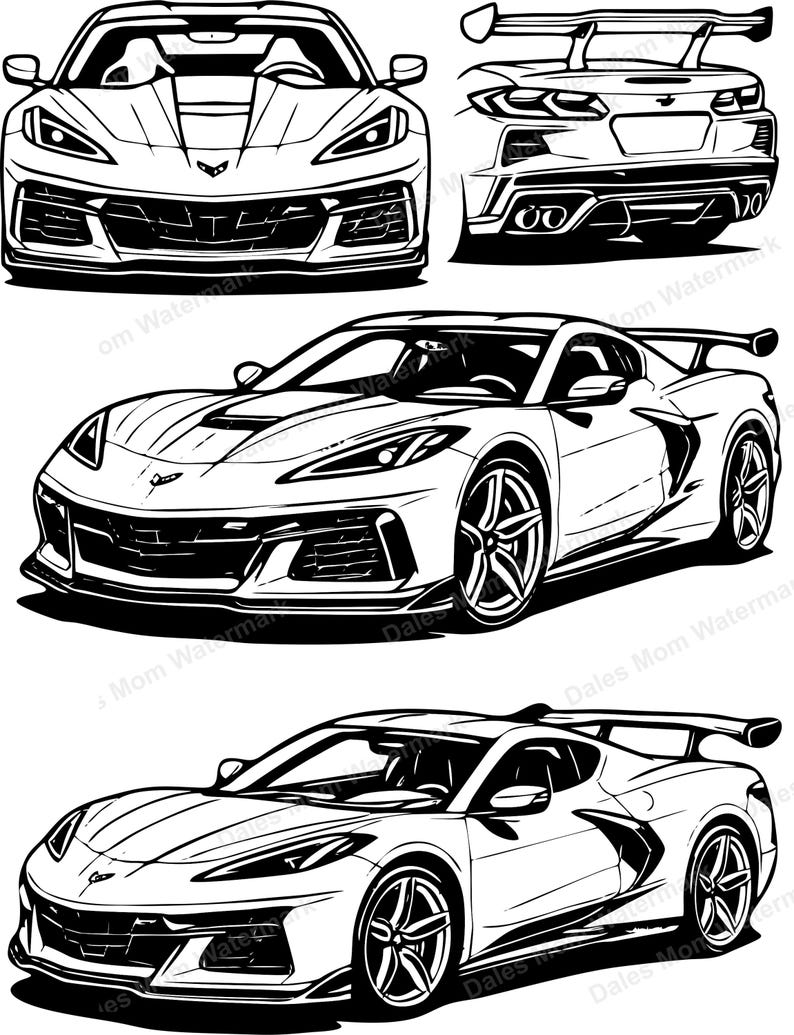 Corvette C8 Vector Clipart — SVG and PDF Digital Download — Sports Car ...