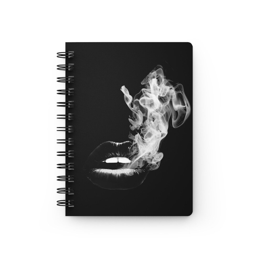Black Lips White Smoke on Black | Spiral Bound Journal - Etsy