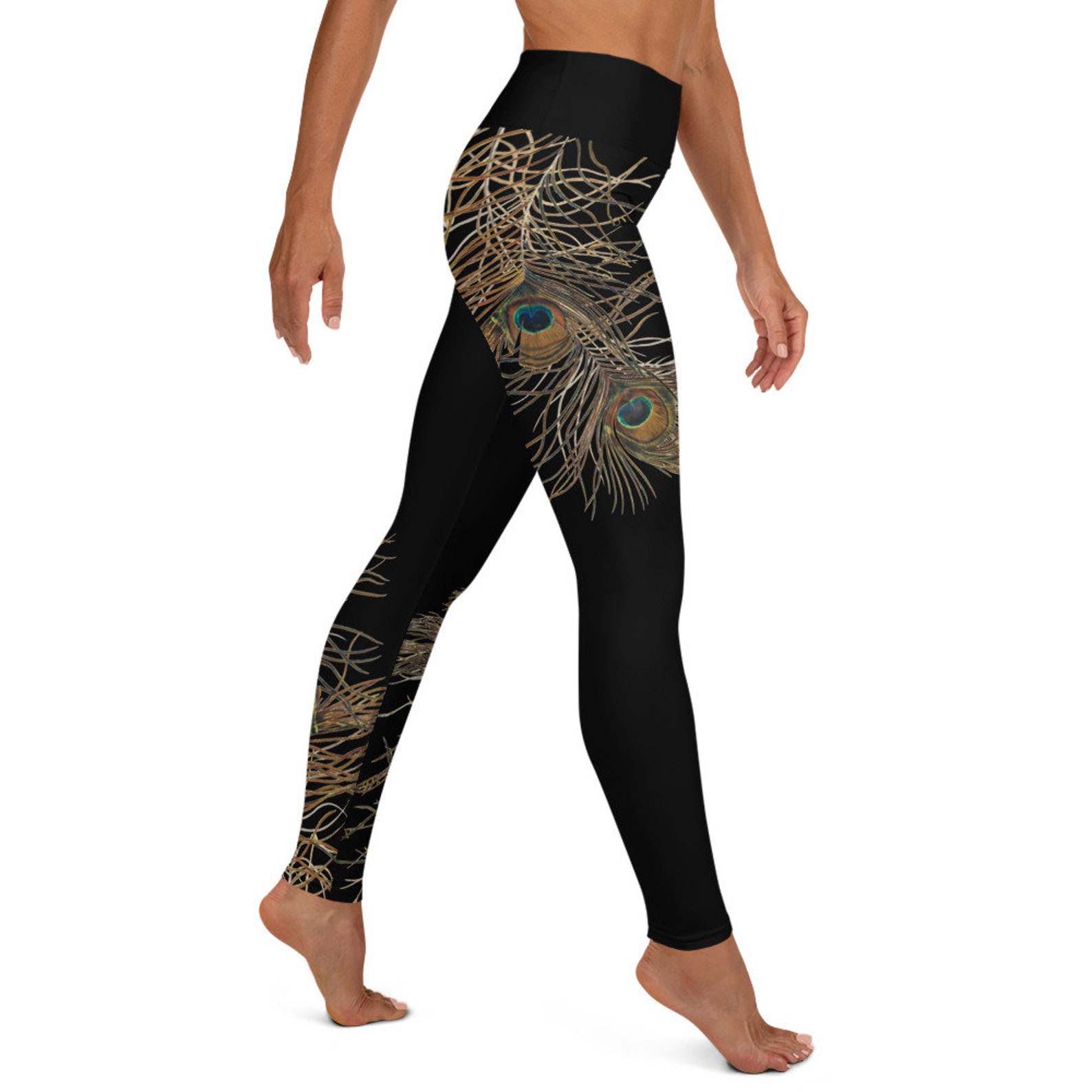 Peacock Bird Feather Yoga Leggings Pants Bohemian Pants Hippie Etsy