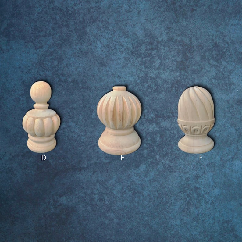 Wood Staircase Finial, Unfinished Solid Wood Carved Newel Post Cap, Bed ...