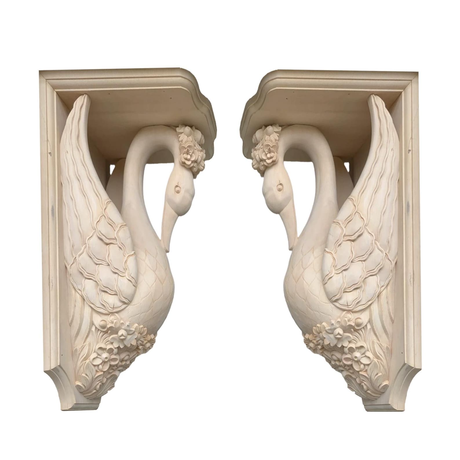 Unfinished Wooden Corner Corbel With Intricate Goose Motif, Window ...