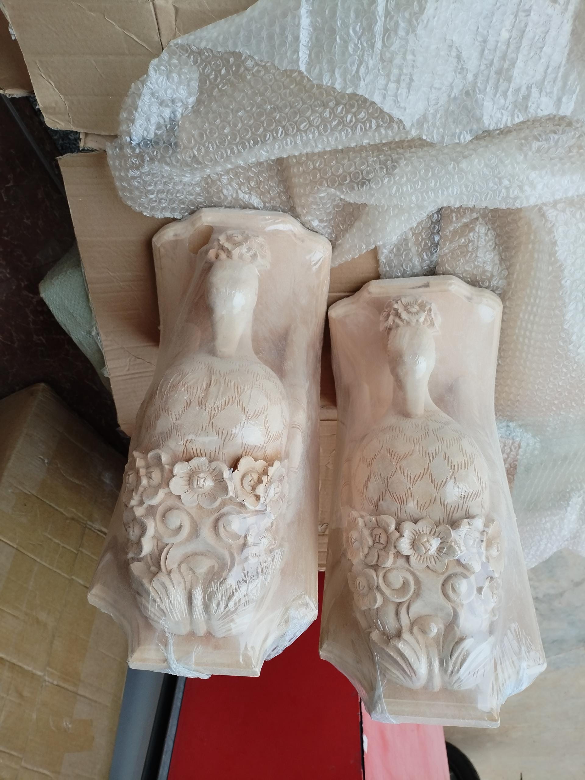Unfinished Wooden Corner Corbel With Intricate Goose Motif, Window ...