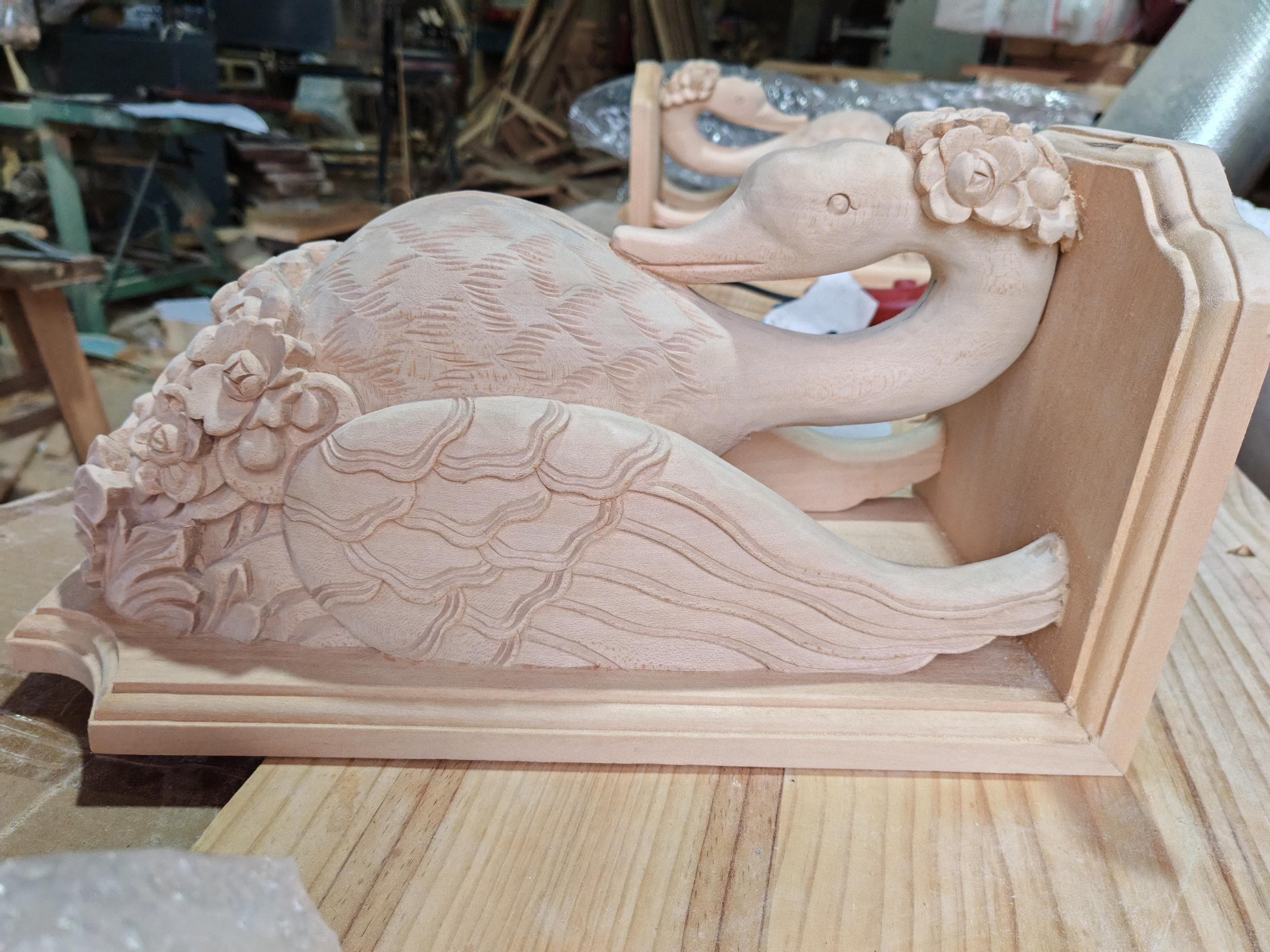 Unfinished Wooden Corner Corbel With Intricate Goose Motif, Window ...